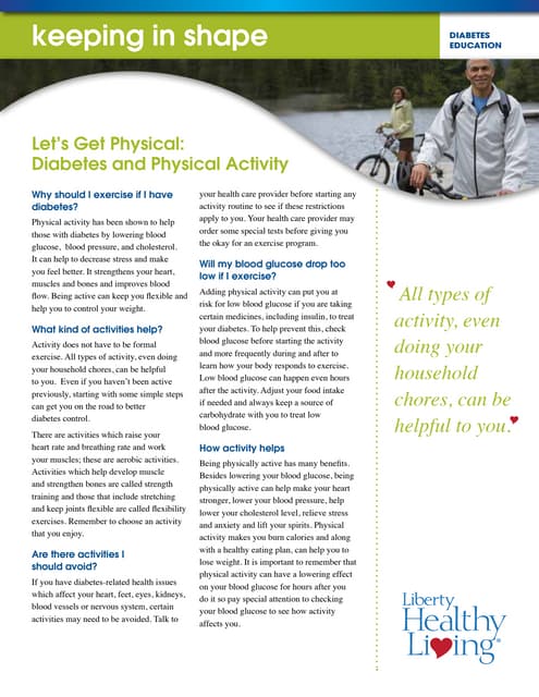 Exercise and diabetes | PPTX | Diabetes | Diseases and Conditions