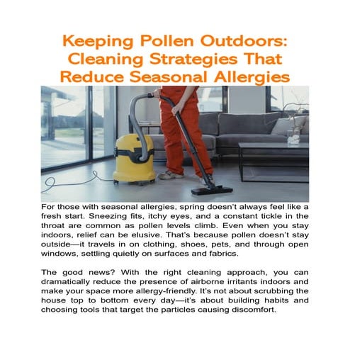 Keeping Pollen Outdoors-Cleaning Strategies That Reduce Seasonal ...