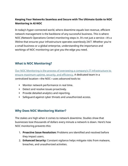 The Backbone Of Modern It Infrastructure With 24x7 Network Operations Center Noc Monitoring In