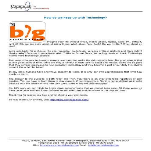 How do we keep up with Technology? | PDF | Technology & Computing