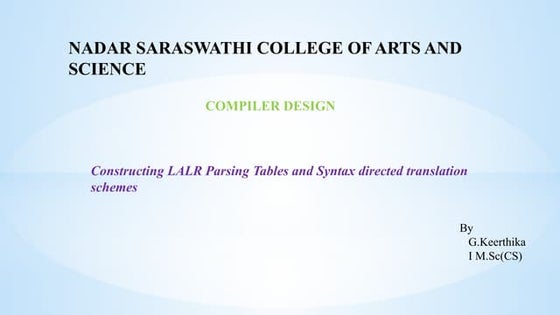 Compiler design Project | PPTX | Programming Languages | Computing