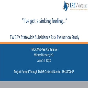 "I've Got a Sinking Feeling..." - TWDB's Statewide Subsidence Risk ...