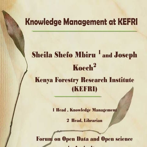 Knowledge Management at KEFRI | PPT