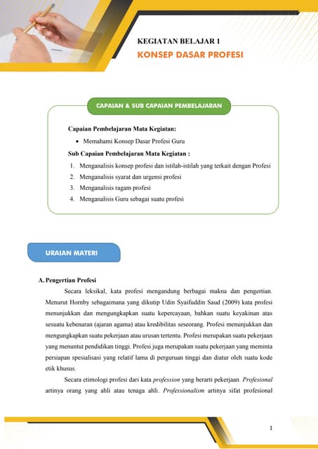 Konsep Dasar dan Pengertian Profesi, Profesional, Profesionalisasi, Profesionalisme | PPT