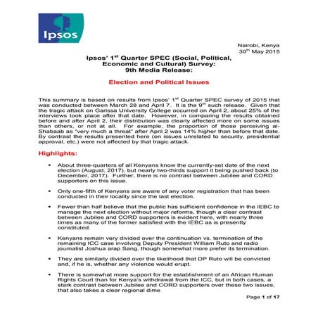 Ipsos’ 1st Quarter SPEC (Social, Political, Economic and Cultural ...