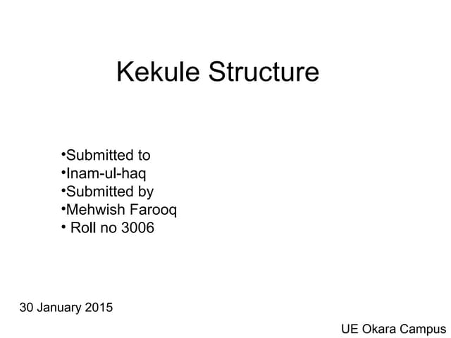 Kekule structure and resonance in benzene | PPTX