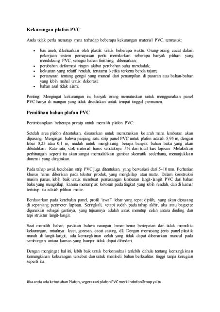 11 kelebihan dan kekurangan plafon pvc | PDF