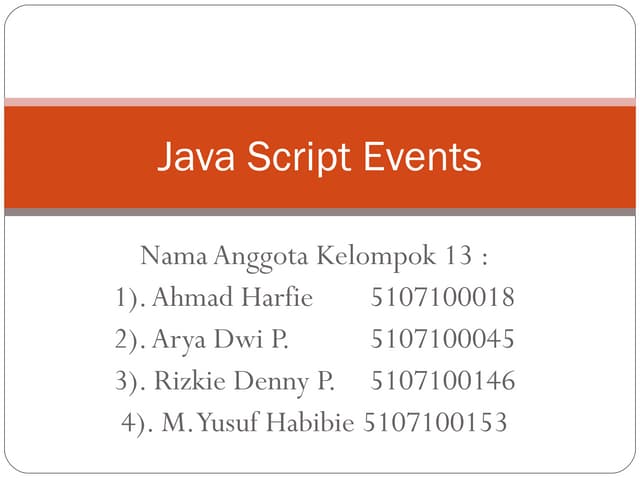 Java Script Events Ppt