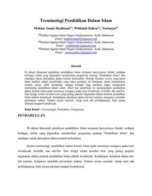Terminologi pendidikan dalam islam | DOCX