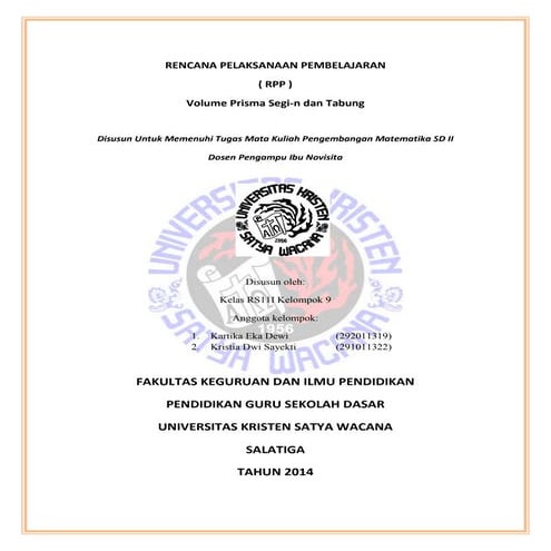RPP Volume prisma dan tabung | DOCX