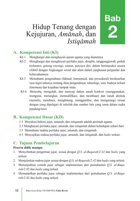 Kelas 07 SMP Pendidikan Agama Islam dan Budi Pekerti RPP Bab 3 | PDF