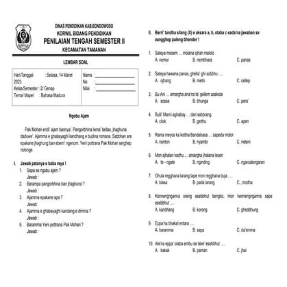 Bahasa Madura kelas satu degewdjdhdhdhdhhbd | DOCX