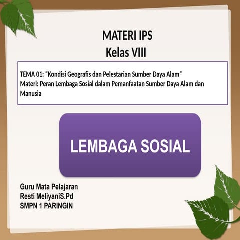 Materi MOBILITAS SOSIAL IPS Kelas 8 SMP | PPTX