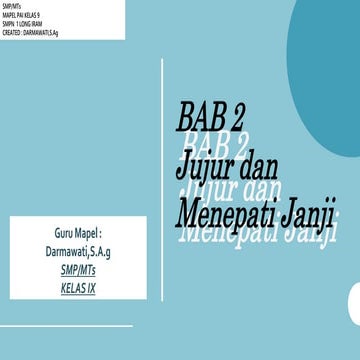 Kelas 9.Bab 2 Jujur dan Menepati janji | PPTX