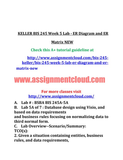 Bis245 week 4 i lab devry university er diagram | PDF