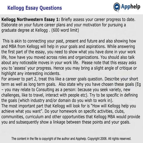 Kellogg essay questions | PPT