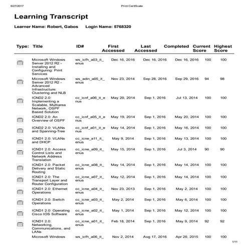 SkillSoft Kelly Services Transcript Completed Courses | PDF