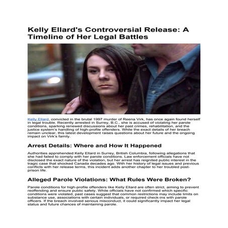 Kelly Ellard's Controversial Release: A Timeline of Her Legal Battles | PDF