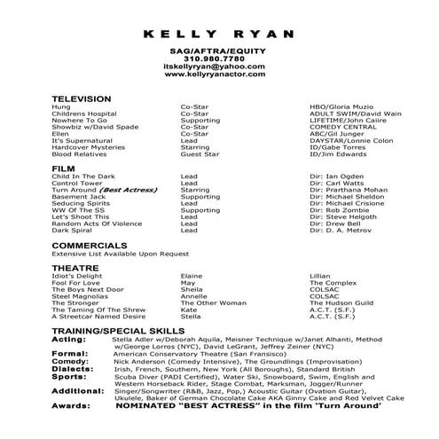 Nick Cagle's Acting Resume | DOCX