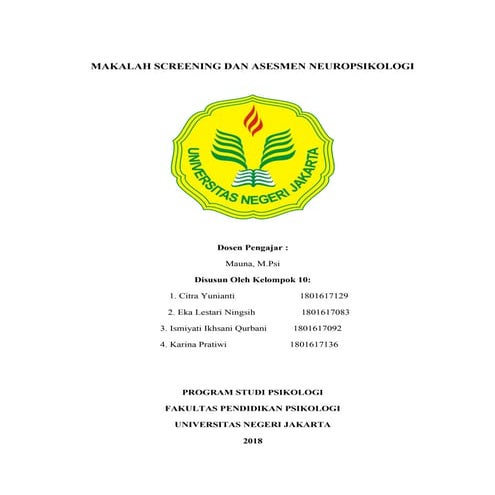 Kelompok 10-MAKALAH SCREENING DAN ASESMEN NEUROPSIKOLOGI | PDF