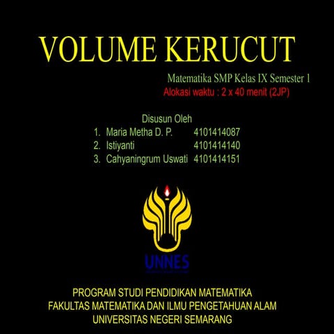 Bahan Ajar Interaktif Volume Kerucut Kurikulum 2013 | PPTX