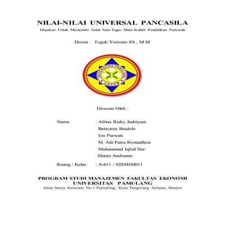 Nilai Nilai Universal Pancasila | DOCX