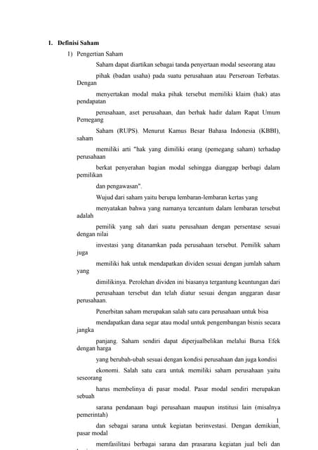 Materi Tentang Saham Dan Jenis Jenis Sahampptx