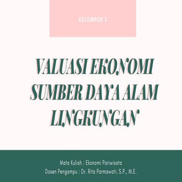 Ekoling3. valuasi ekonomi sda-klh | PDF