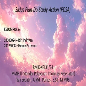 PDSA stands for Plan-Do-Study-Act. It is a simple cycle used to improve ...