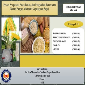 Biokimia Pangan (Beras, Jagung dan Sagu) | PPTX