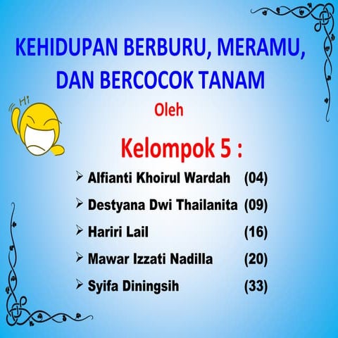 Kelompok sejarah Indonesia kehidupan berburu, meramu , dan bercocok ...