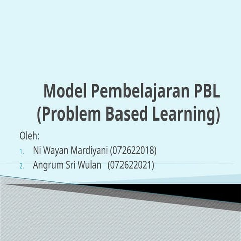 Tugas Kelompok 2. MODEL PEMBELAJARAN PBL.pptx
