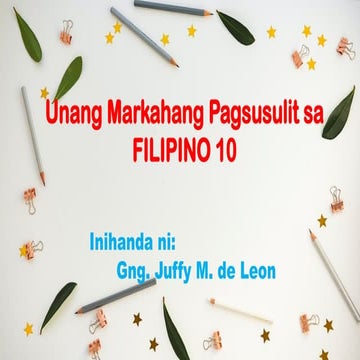 Maikling Pagsusulit sa Filipino 10 1st quarter | PPTX