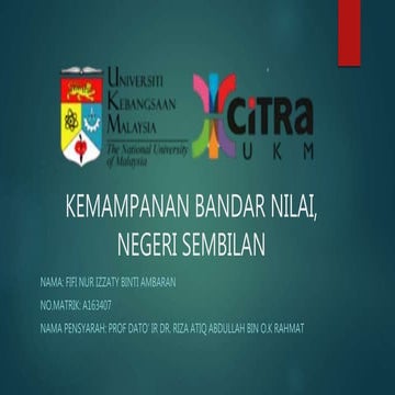 Kemampanan bandar nilai, negeri sembilan | PPTX