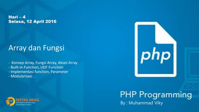 Kenali array dan jenis fungsi pada php | PPT Kenali array dan jenis fungsi pada php | PPT