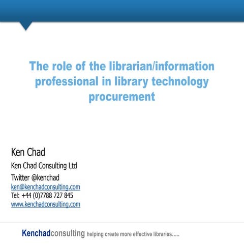 The role of the librarian/information professional library technology ...