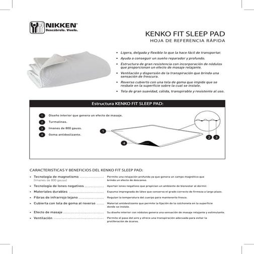 Kenko Fit Sleep Pad de Nikken | PDF