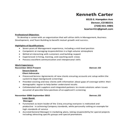 Kenneth Carter's Resume | DOCX