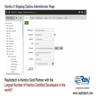 Kentico 11 shipping options administrator page | PDF