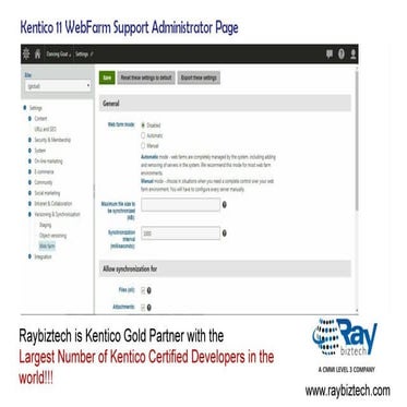 Kentico 11 WebFarm Support Administrator Panel Raybiztech | PDF