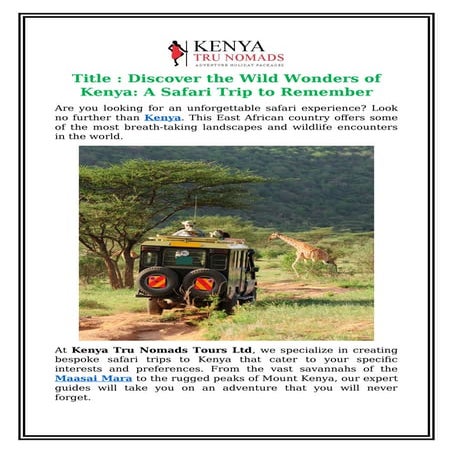 Discover the Wild Wonders of Kenya: A Safari Trip to Remember | PDF