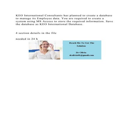 KEO International Consultants has planned to create a database to ma.docx