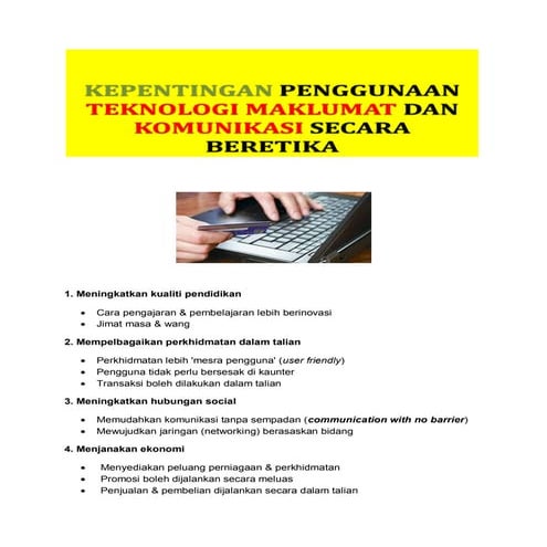 Kepentingan Penggunaan Teknologi Maklumat dan Komunikasi Secara Beretika | PDF