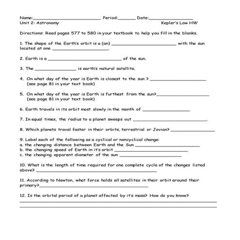 Keplers Laws Do Now | PDF