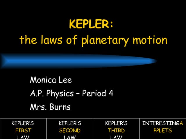 Kepler's law of planetary motion | PPTX