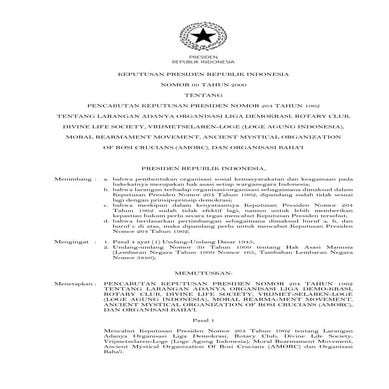 Keppres 2000 069 | PDF