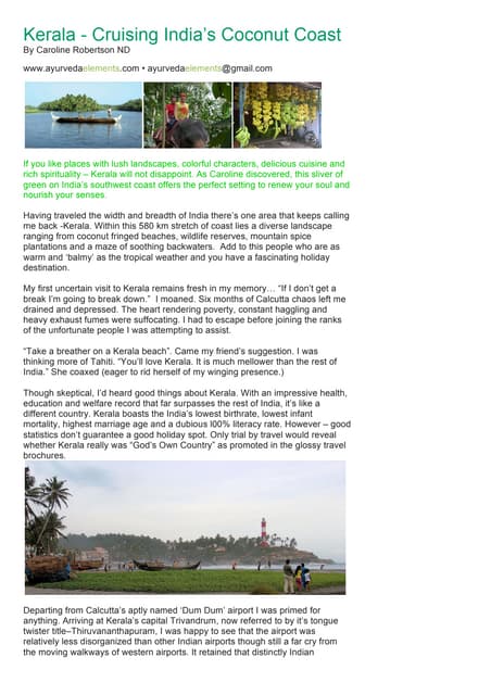 KERALA STUDY TOUR REPORT FOR TOURISM STUDENT | PDF