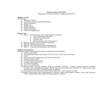 Kerangka isi ptk | PDF
