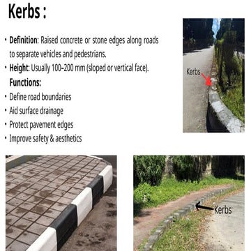 kerbs presentation and it's function and it's types | PPTX