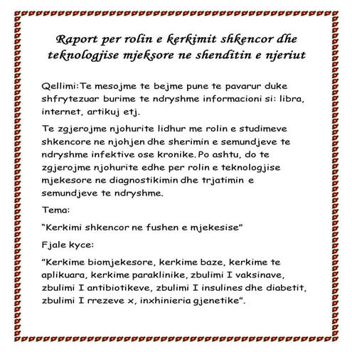 Kerkimit shkencor dhe teknologjise mjeksore | DOCX